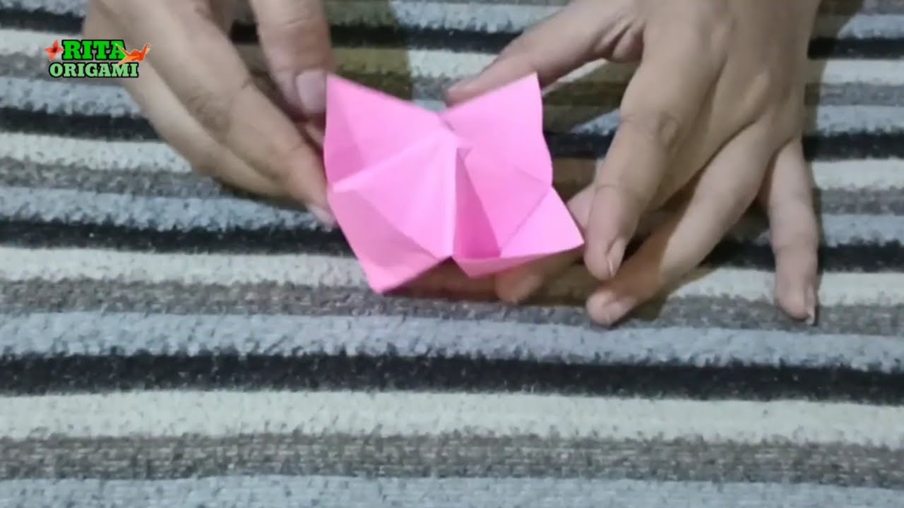 TUTORIAL MEMBUAT ORIGAMI MOTIF BUNGA PINK - YouTube