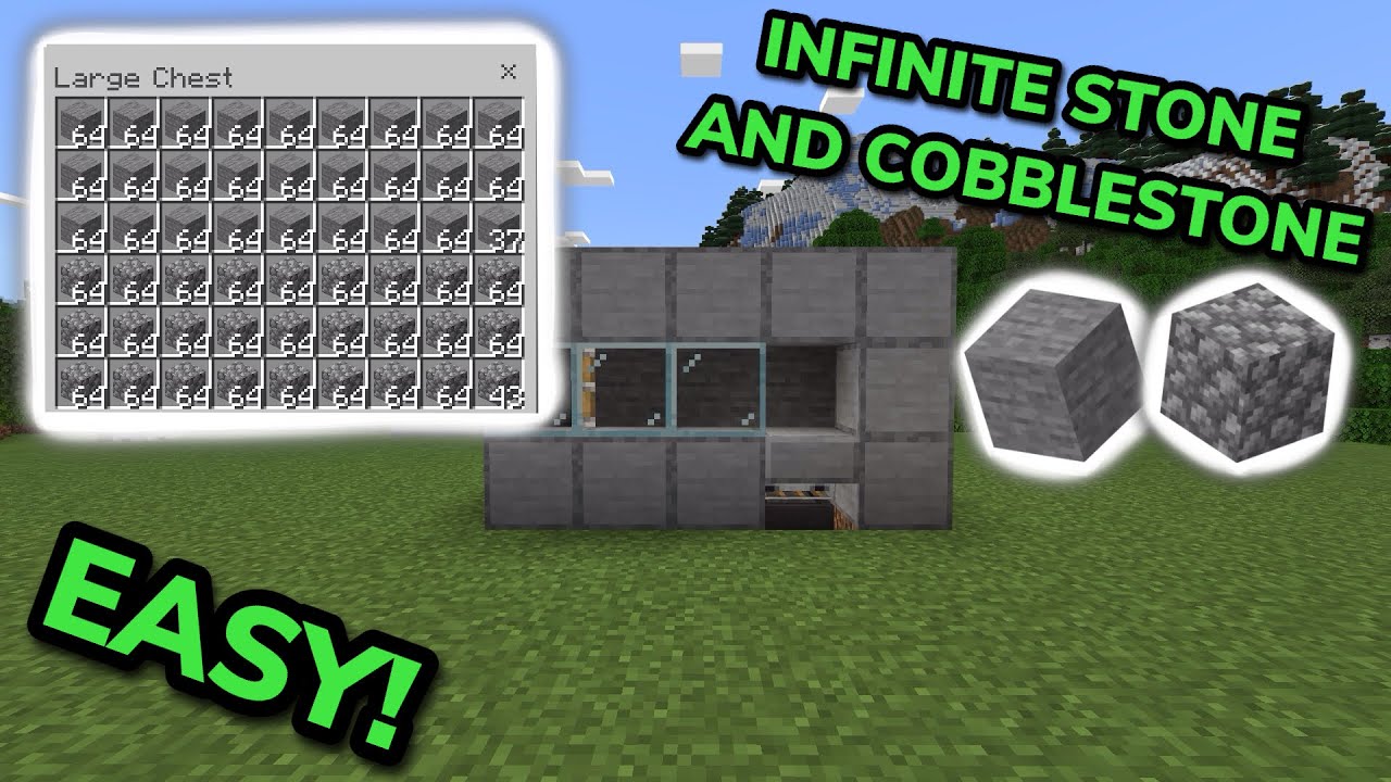 EASIEST AUTOMATIC STONE FARM TUTORIAL in Minecraft Bedrock (MCPE/Xbox ...