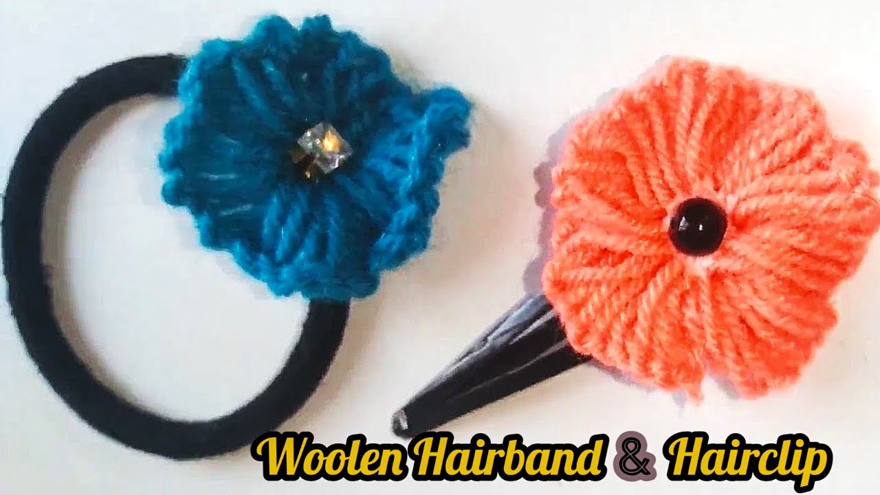 Woolen Hairband and Hair Clip Making | DIY Hair Clip and Hair Band ...