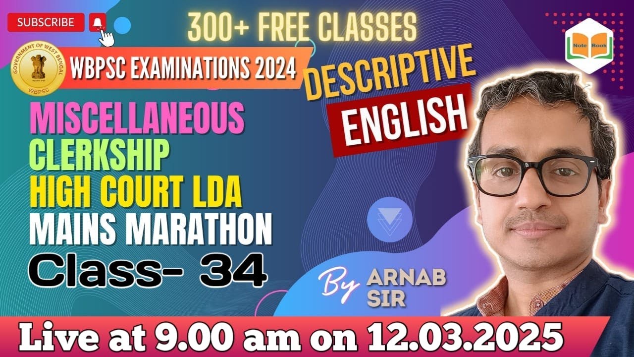 Class-34 | ENGLISH | WBPSC Miscellaneous Main & Clerkship Part-II ...