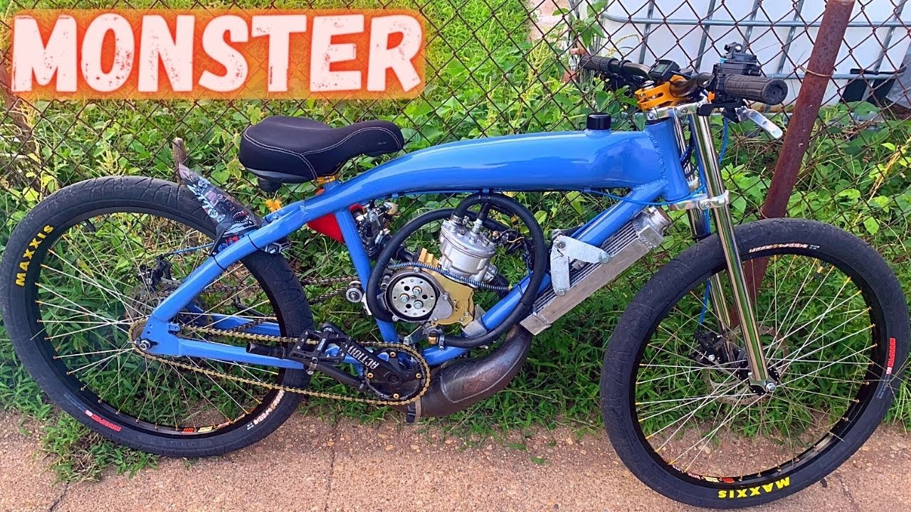 Preparing For The track On The Streets On A Monster Motorized Bicycle ...