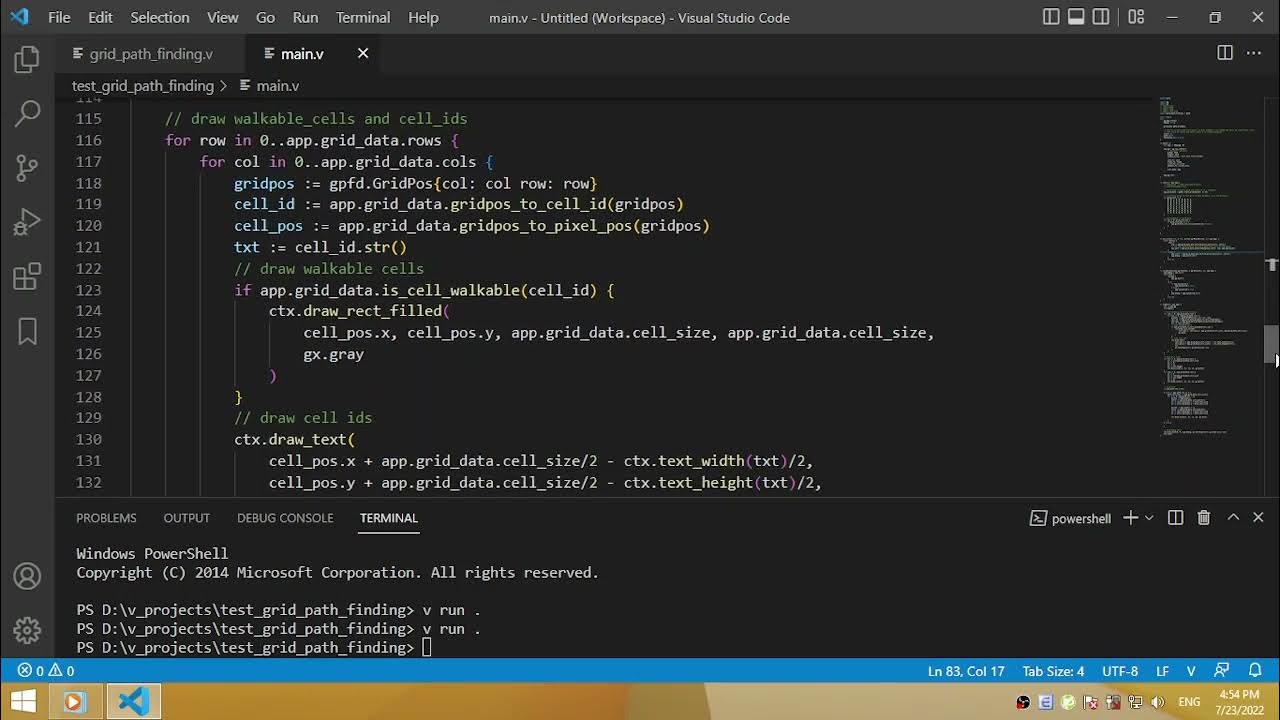 Simple grid pathfinding in v programing language (using astar) part 1 ...