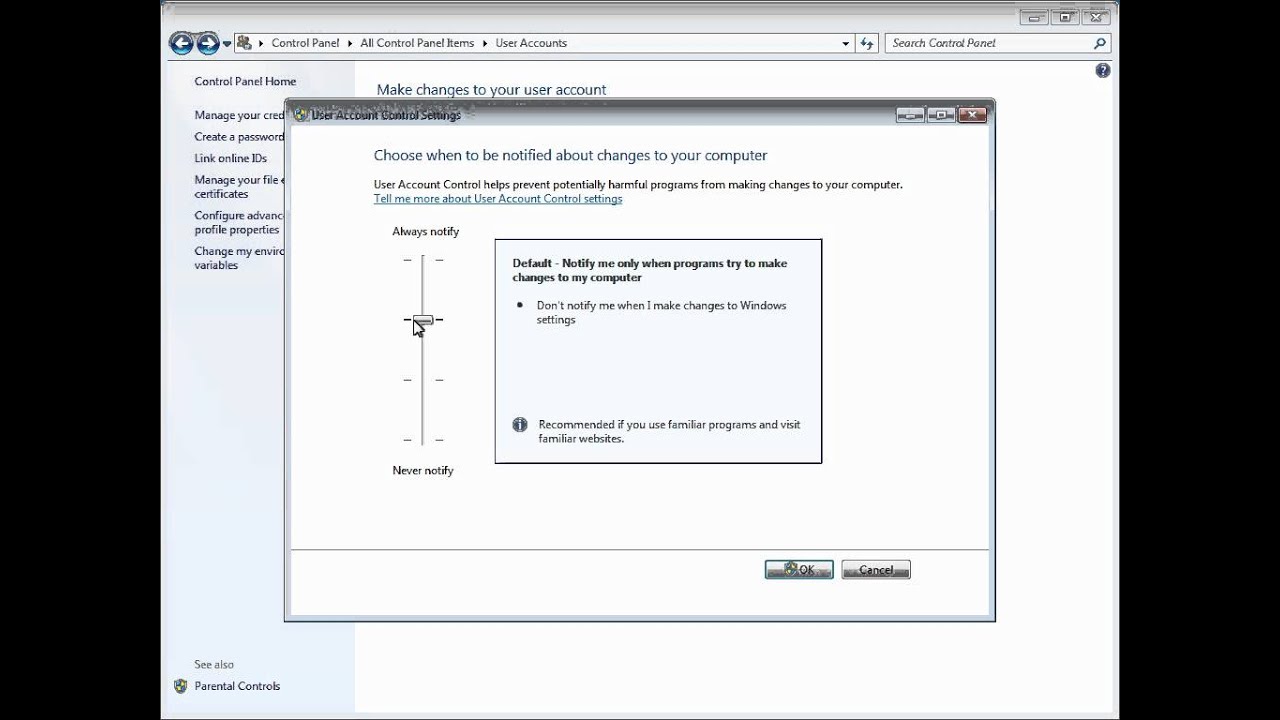 How to manage UAC (user access control) in Windows 7 - YouTube