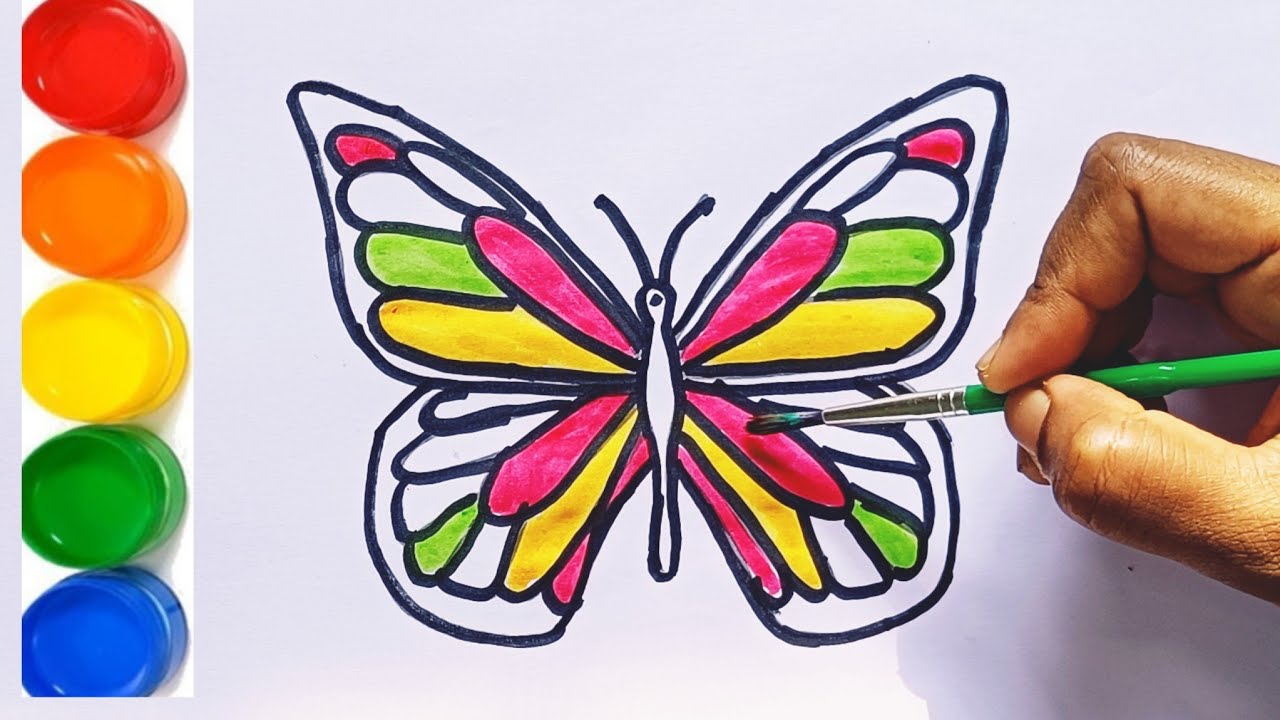 beautiful butterfly🦋 drawing and colouring fun😍//rainbow colour ...