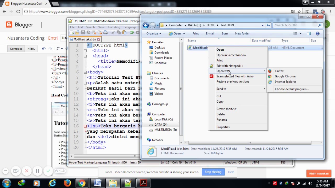 Tutorial Text HTML Part 1 Memodifikasi Teks HTML - YouTube