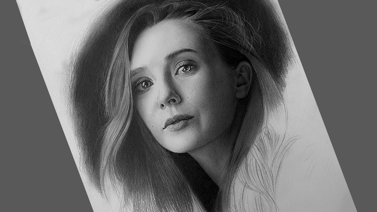 Elizabeth Olsen Pencil Drawing Part 1 By | Ishan Art - YouTube