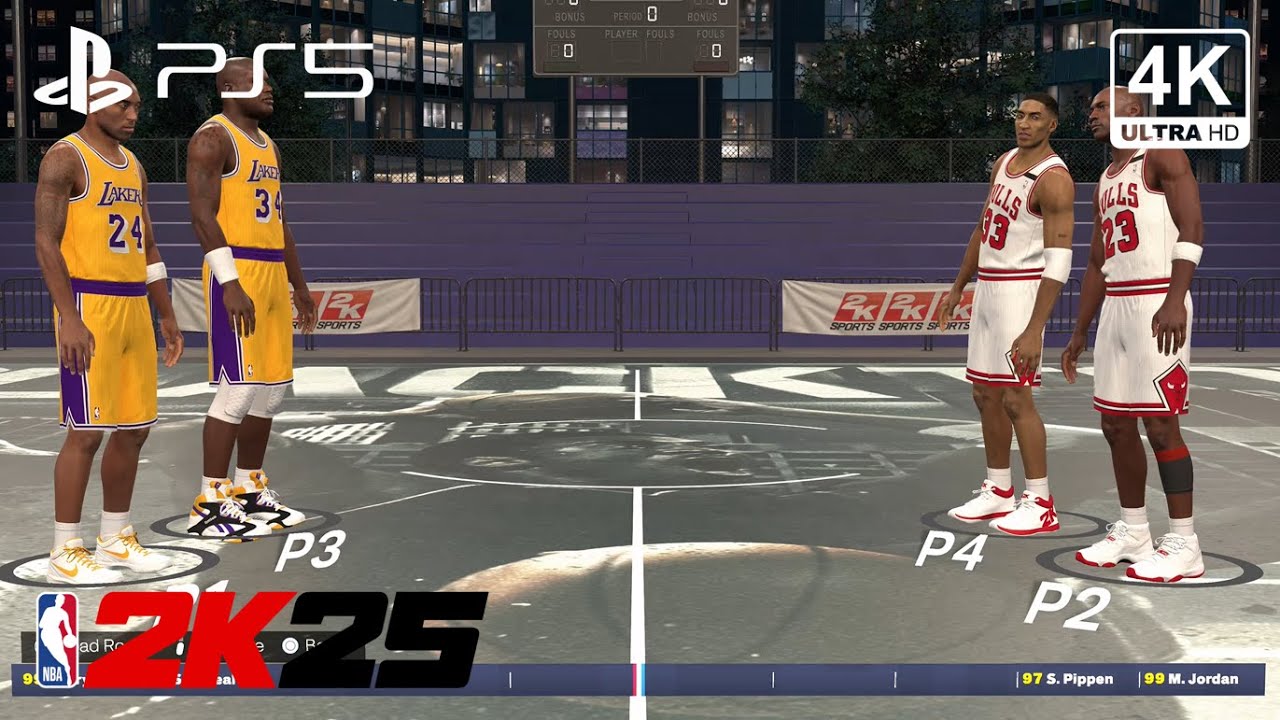 NBA 2K25 | Kobe & Shaq 2v2 Jordan & Pippen | Lakers vs Bulls - YouTube