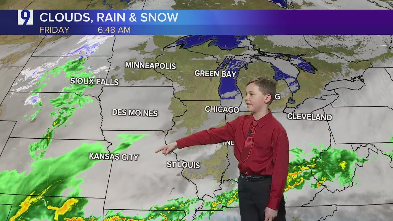 'Future meteorologist' reports Friday's weather forecast - YouTube
