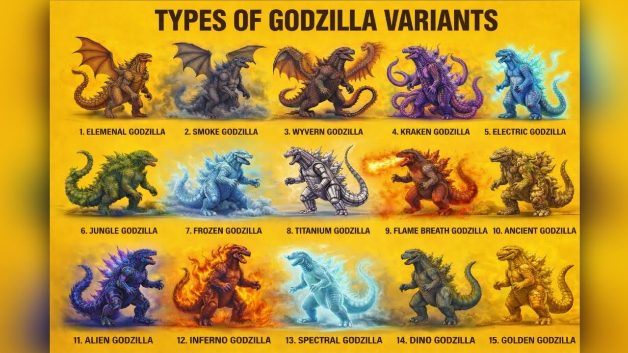 15 Types of Godzilla Variants Explained | Mythical & Legendary Godzilla ...