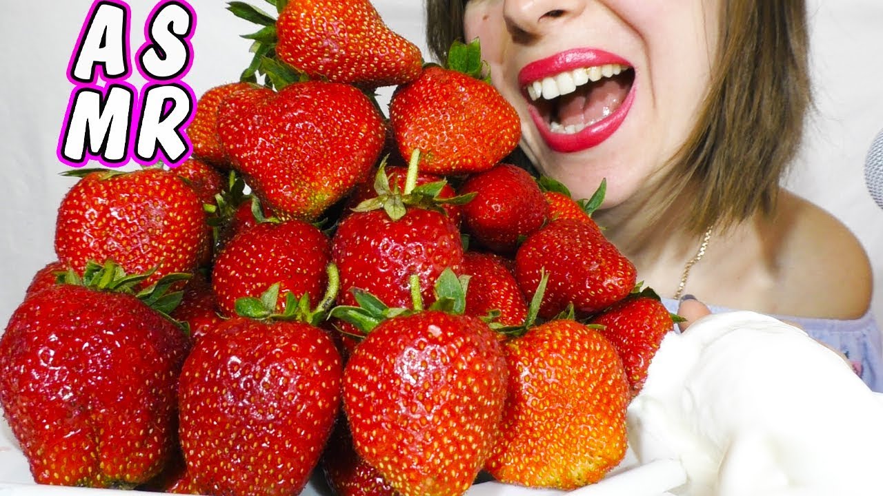 ASMR GIANT STRAWBERRIES FRUIT + ICE CREAM (Juicy Eating Sounds) NO ...