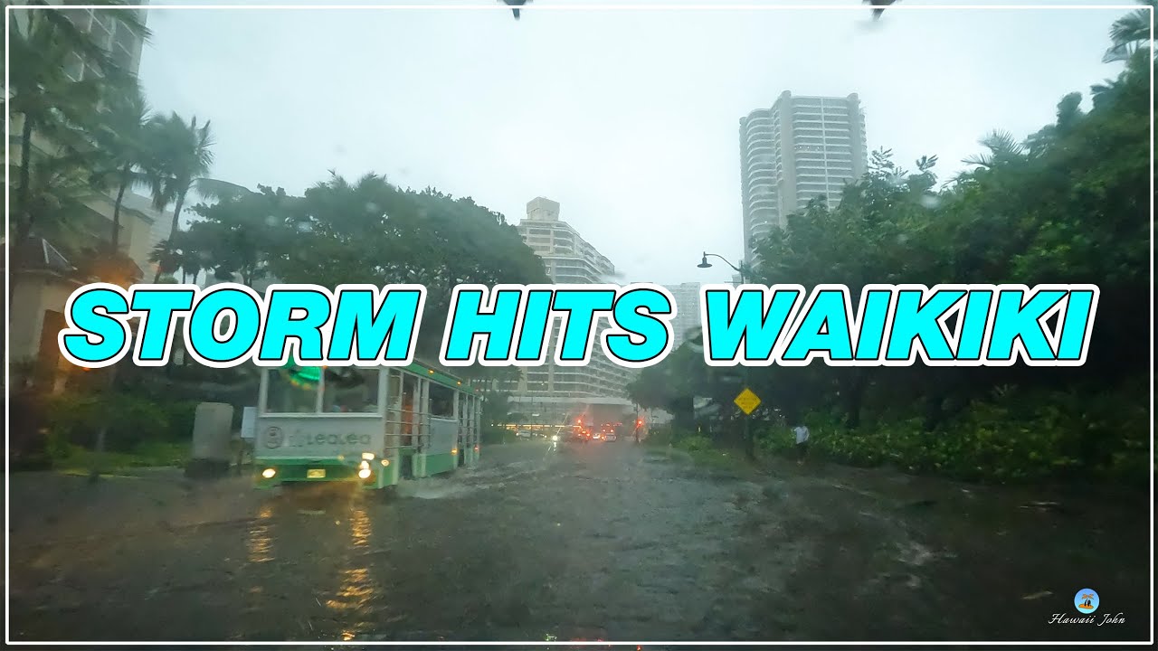 STORM IN HAWAII FLOODS THE STREETS OF WAIKIKI 🌴 Hawaii 4K #hawaii # ...