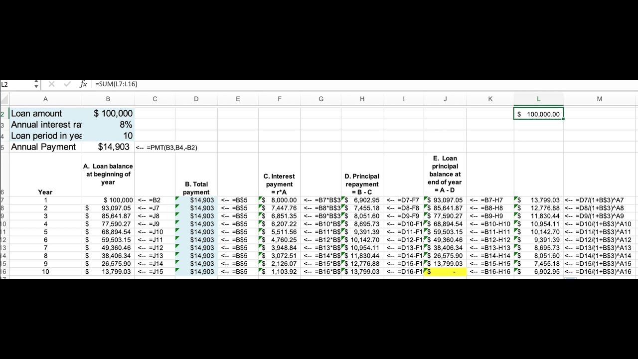 Generate an Amortization Table - YouTube