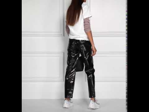 Vinyl track pants - YouTube