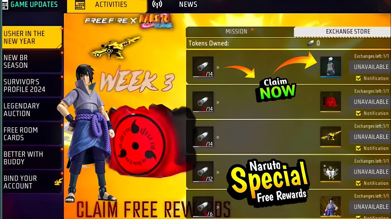 Free Fire X Naruto Event 🤯 Naruto Special Free Rewards🥳🥳 New Event Free ...