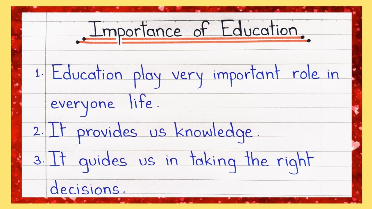 10 Lines Essay on Importance of Education In English || Essay on ...