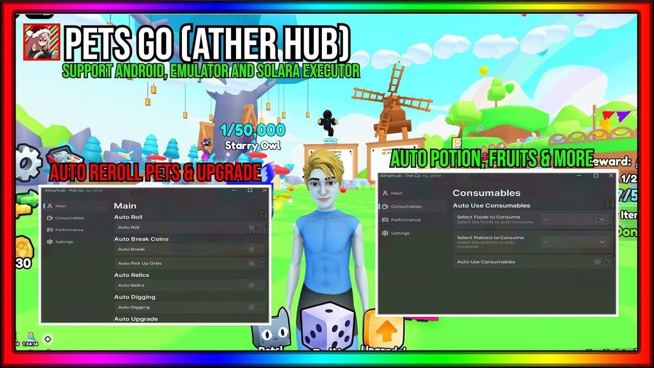 [NEW] PETS GO SCRIPT | ATHER HUB | AUTO ROLL PETS | AUTO UPGRADE | AUTO ...