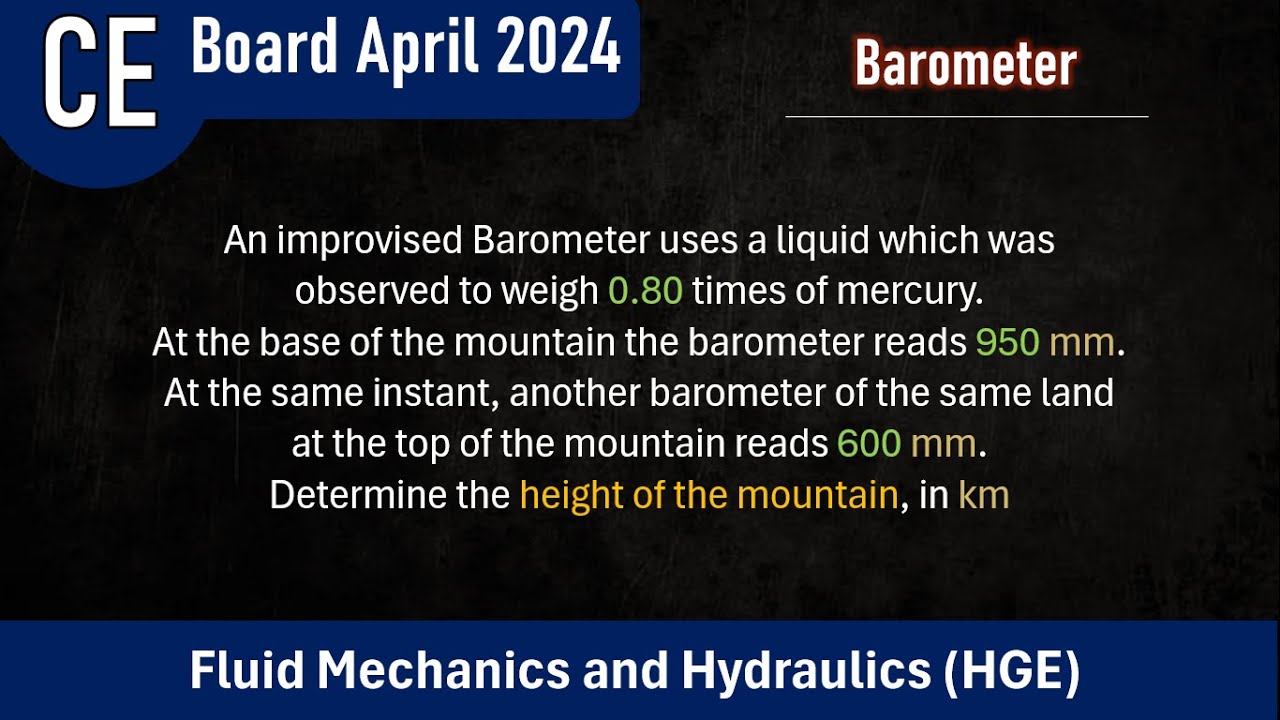 CE Past Board Problems in HGE 58 (Barometer) - CE April 2024 - YouTube