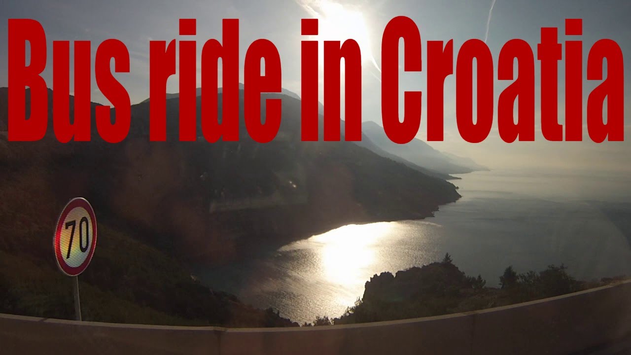 Bus ride in Croatia. Makarska to Split. Scenic Mediterranean route. D8 ...