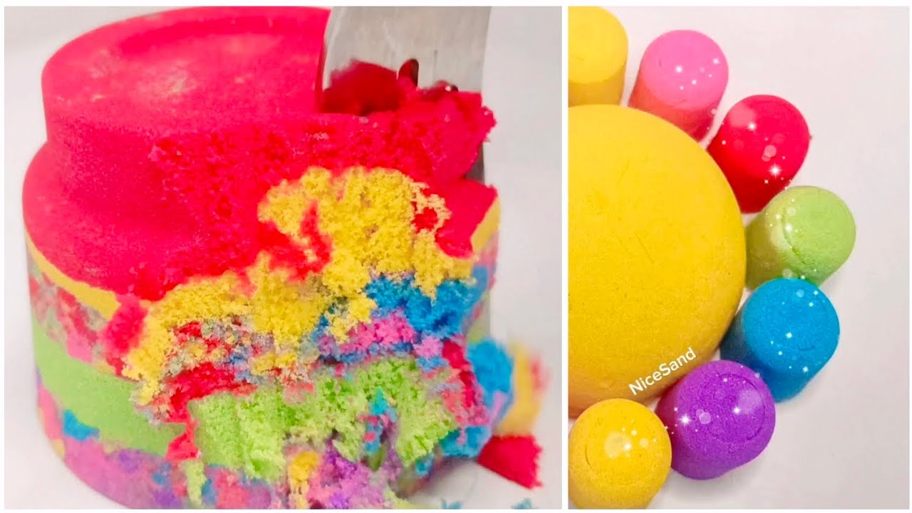 Satisfying and relaxing kinetic color sand 20 Cutting ASMR video - YouTube