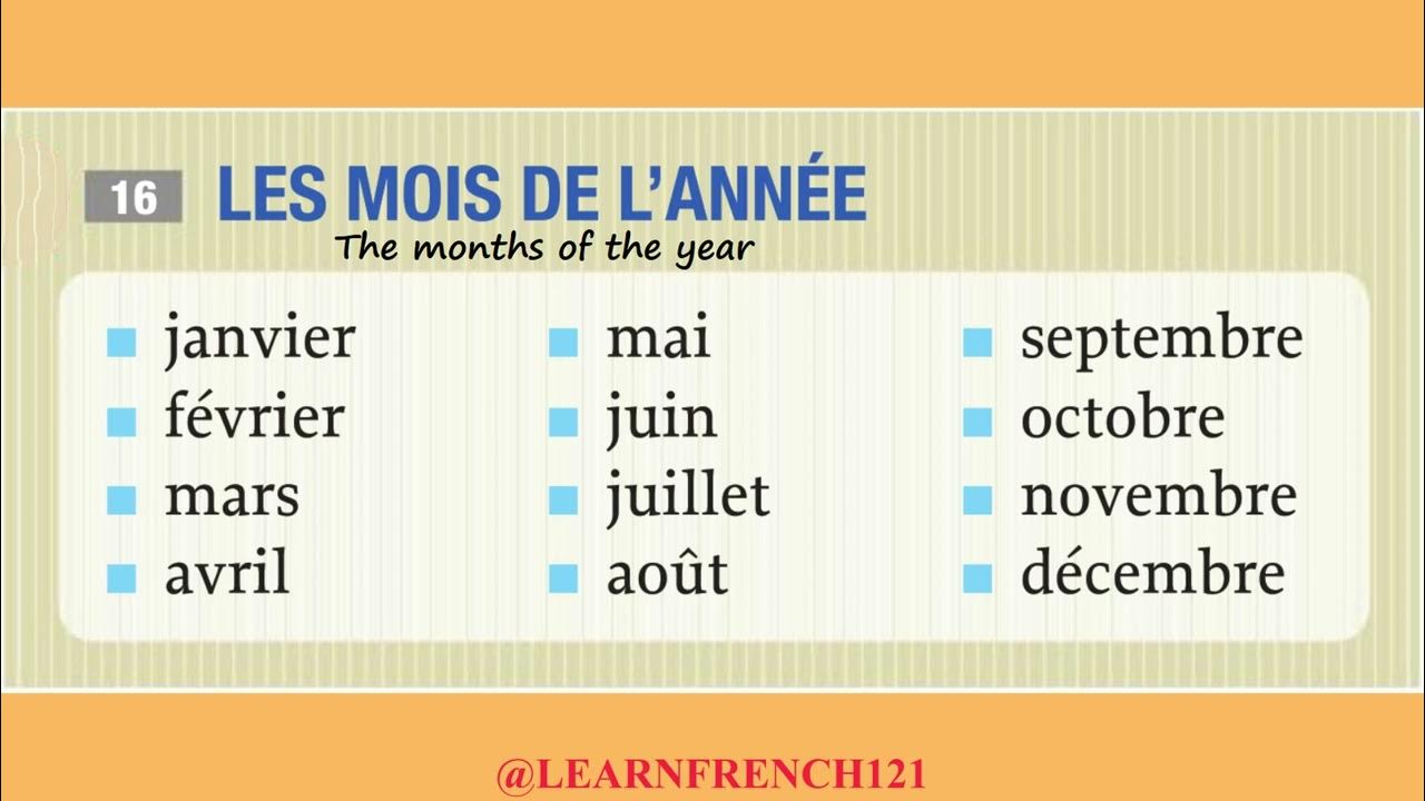Days and months in French - YouTube