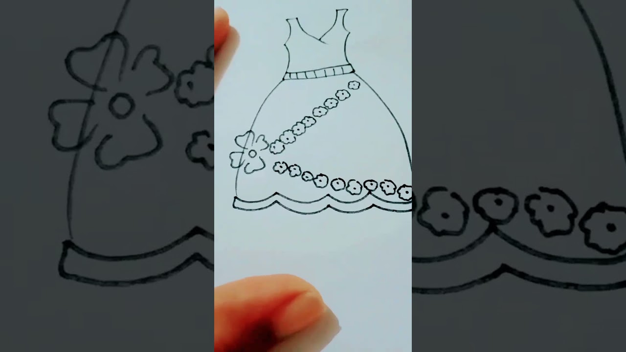 How to draw Frock drawing / easy step by step tutorial 🤗 - YouTube