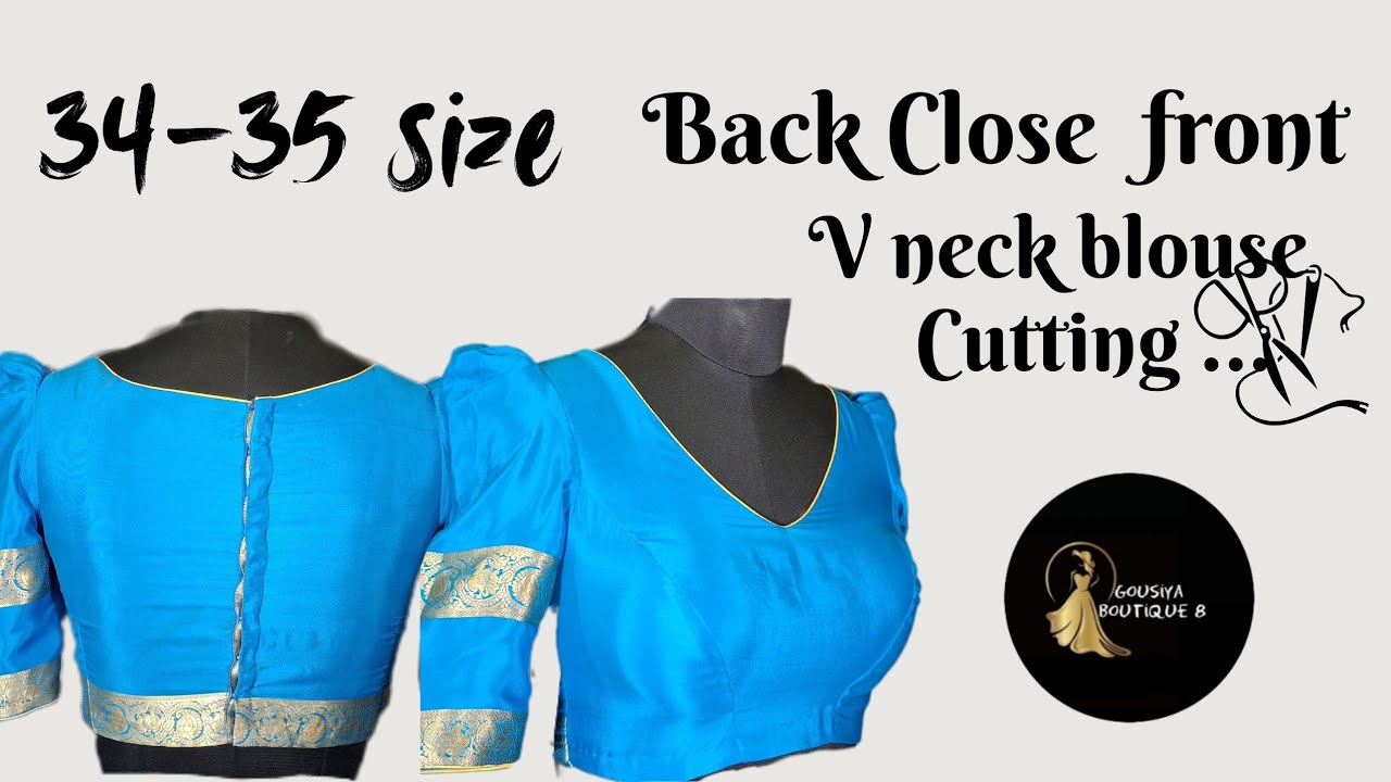 Back Close front V neck blouse cutting in #telugutailoring #vneck - YouTube