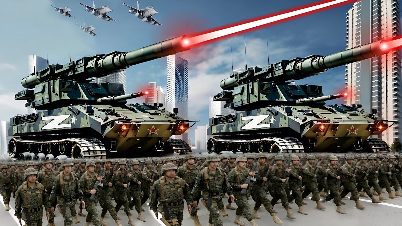 Today! Giant Russian laser tank destroys 570 NATO tank convoy in ...