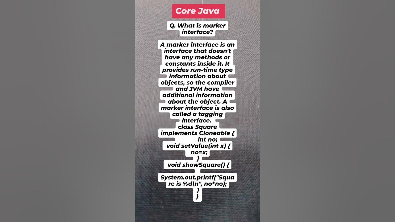 "Understanding Marker Interface in Java: How Tagging Interfaces Provide Run-time Information ...