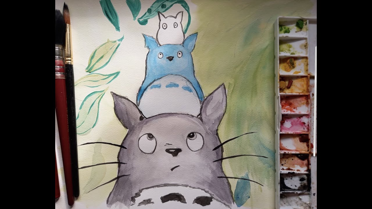 HOW I DID MY TOTORO PAINTING:GHIBLI STUDIO - YouTube