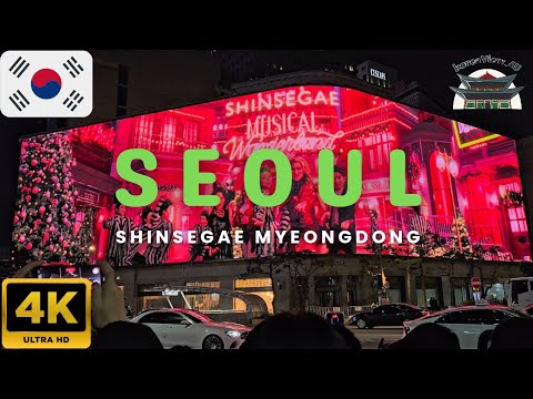 [4K] Shinsegae Myeongdong Christmas Display 🎄 Samsung LED Media Art ...