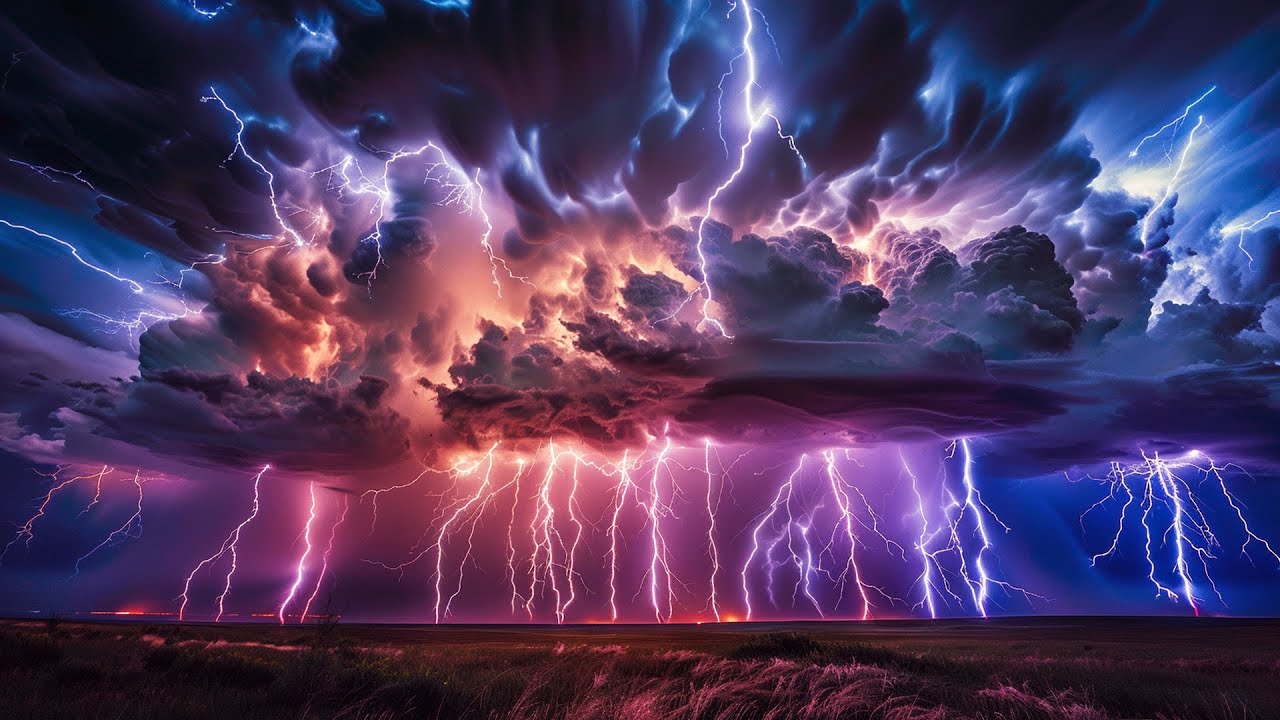 ⚡ Intense Thunderstorm & Heavy Rain On Stormy Night | Rain, Thunder ...