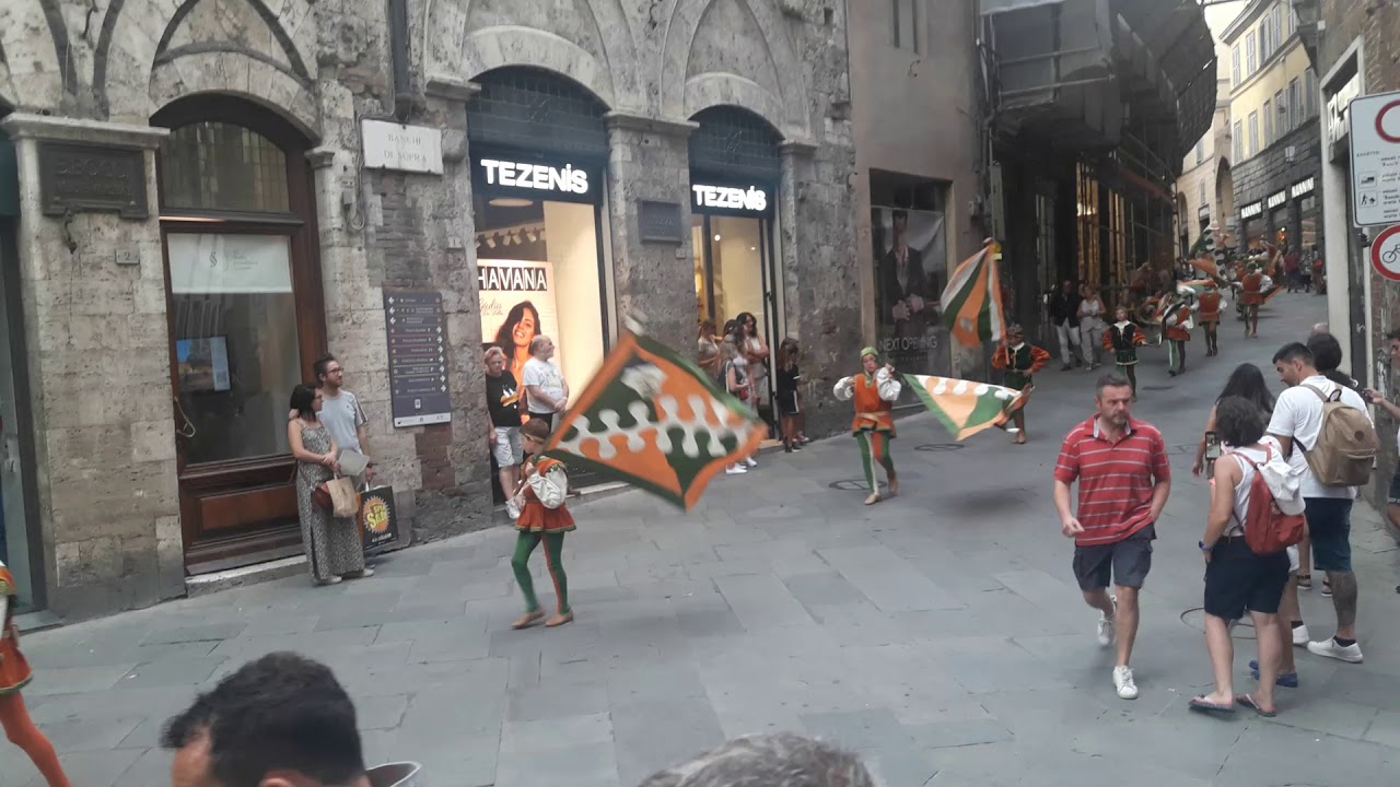 Sfilata della contrada della Selva, vincitrice del Palio di Siena ...