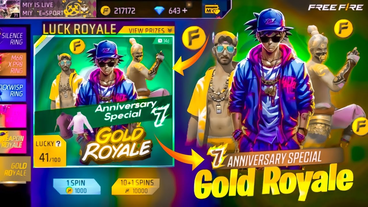 7th Anniversary Gold Royale 😲🤯🥳| 7th anniversary free fire | 7th ...