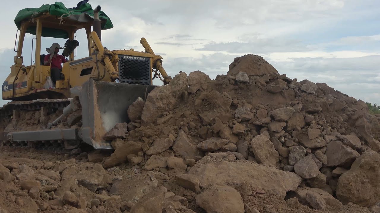New Amazing Project! Rock stone mix soil pushing Komatsu D58P Strong ...