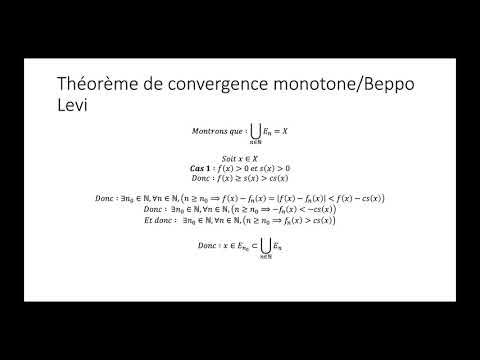 Intégration au sens d'une mesure partie 7 : Théorème de la convergence monotone ou Beppo Levi ...