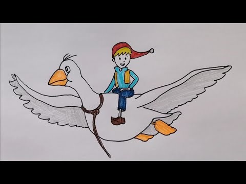 Nils ve uçan kaz çizimi / Eskiden böyleydi / Çizimi de kolaymış / Haydi birlikte çizelim