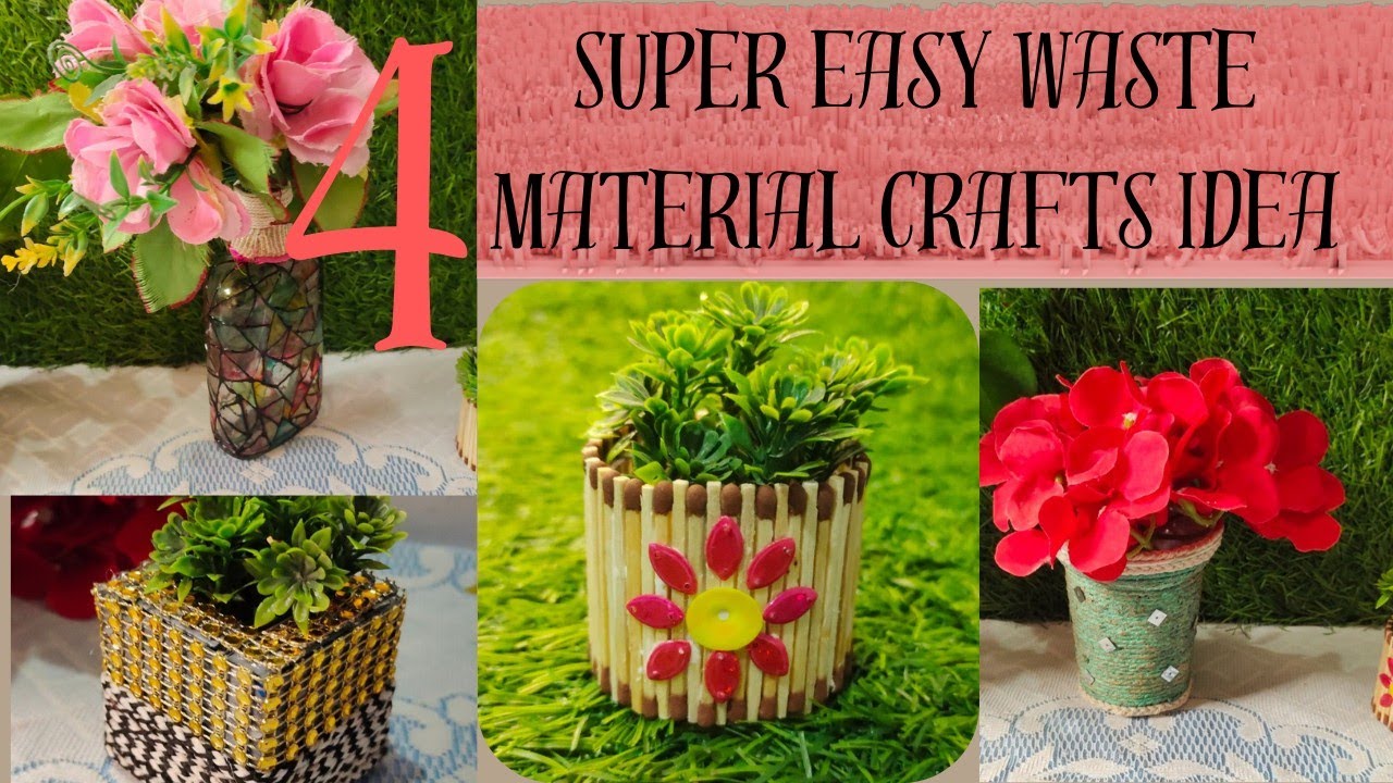 4 Super Easy crafts form waste material // घर में पड़े कबाड़ से बनाएं ...
