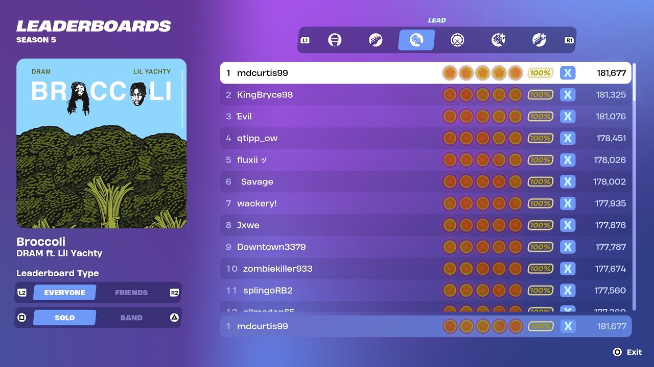 [Fortnite Festival S5] Broccoli Expert Lead 100% FC 1st Place - YouTube