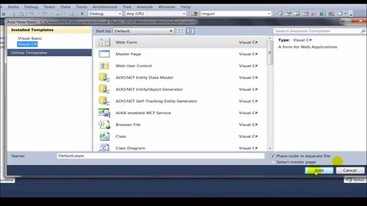 how to add Adrotator in Asp.net.mp4 - YouTube