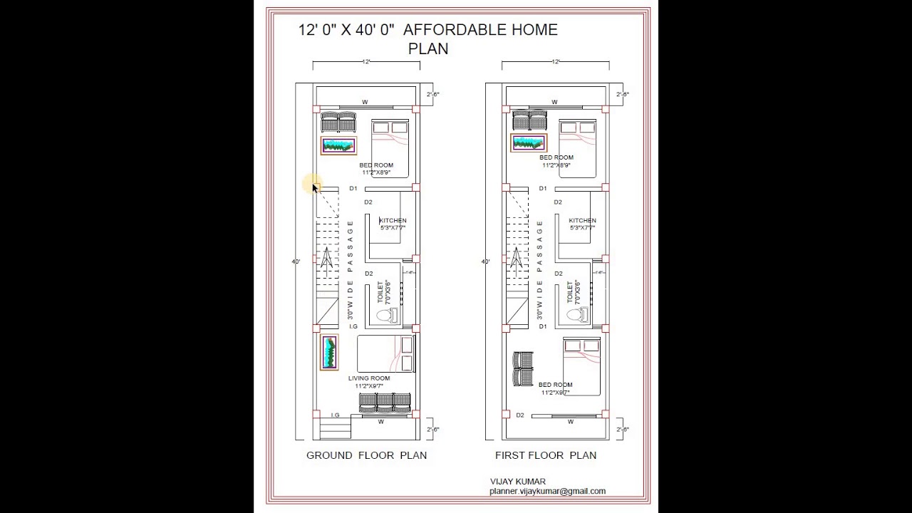 12 X 40 Affordable Home Plan - YouTube