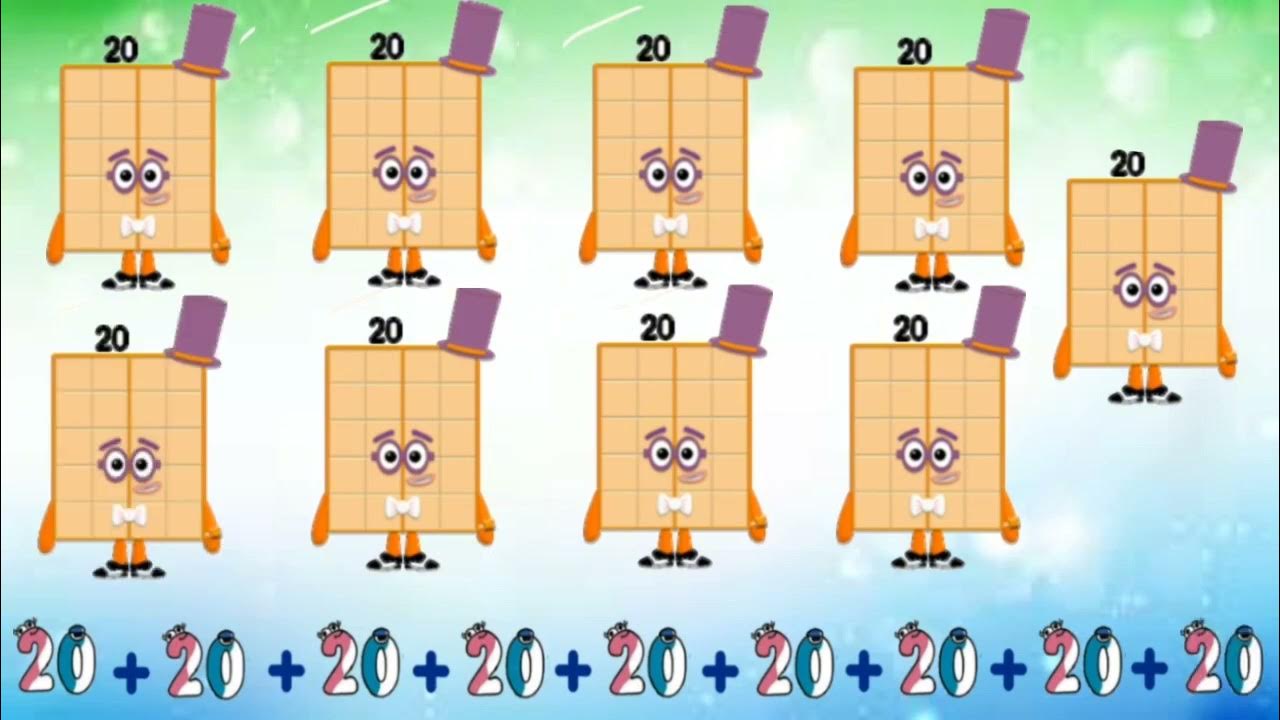 Numberblocks 20 Addition same number 1 to 12 times - YouTube