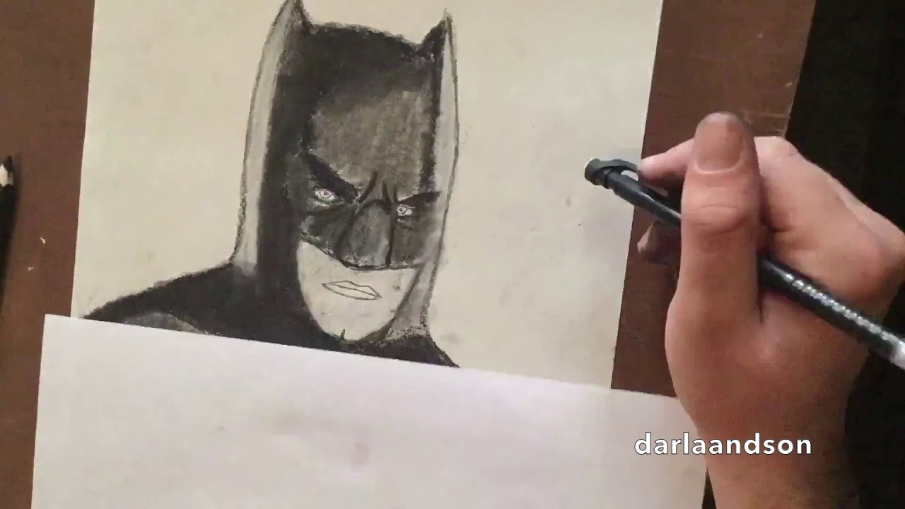 Batman- Ben Affleck Speed Drawing Charcoal - YouTube
