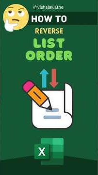 Reverse List Order in Excel #excel #reels #shorts #viral #trending - YouTube