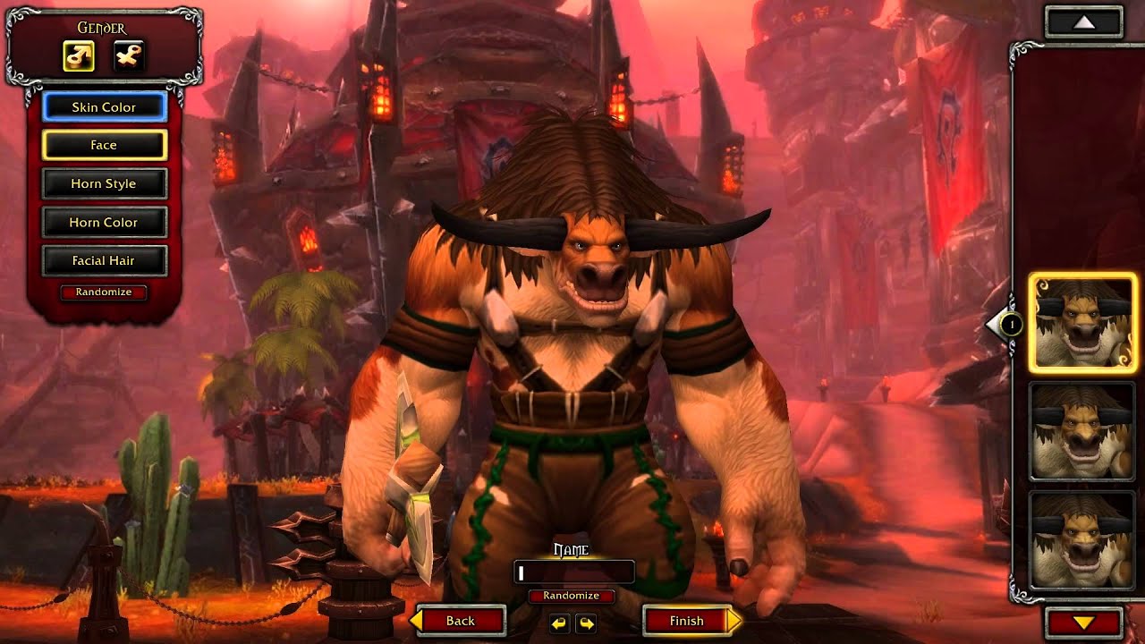 Male Tauren Character Creation / Customization - WoW Warlords of ...