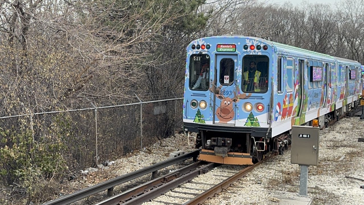 CTA Holiday Train arriving at Forest Park station on (12/14/2024) - YouTube