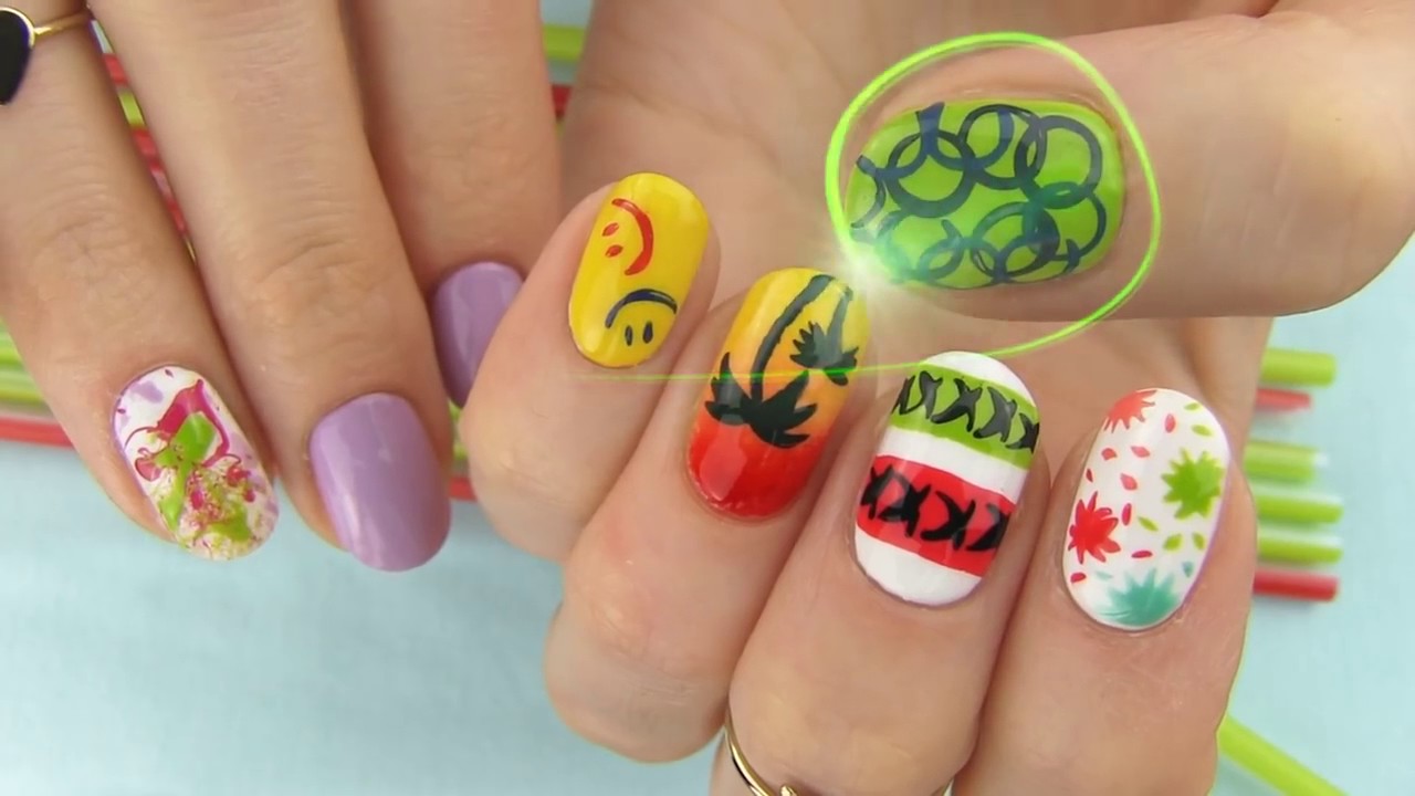 Straw Nail Art! 6 Creative Nail Art Designs Using a Straw - YouTube