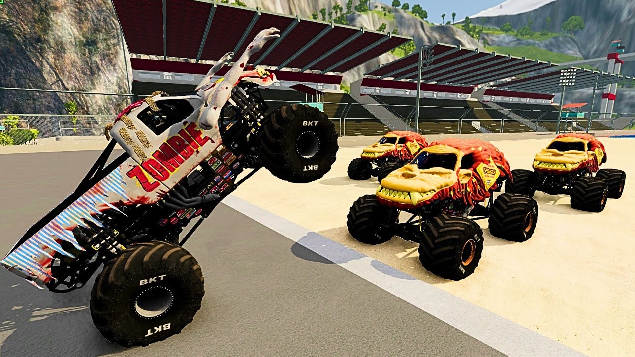 💥 Monster Jam Showdown Zombie Momster vs Yeti Descent & Destruction - YouTube