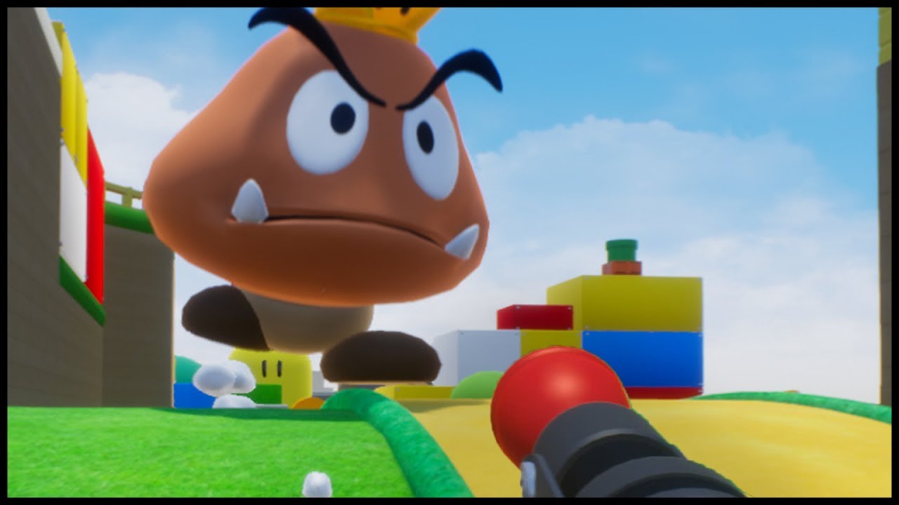 Super Mario Bros's 1-1 Level Recreated As A Shooter - YouTube