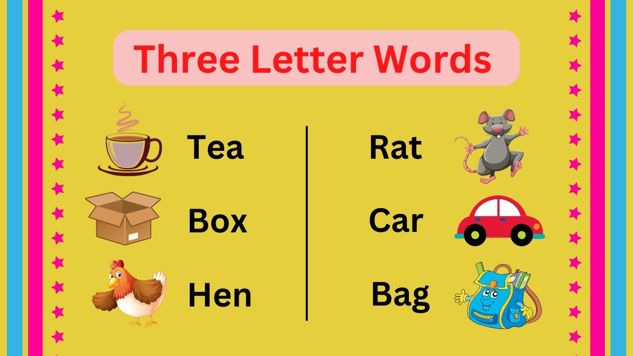 Learn Three Letter Words In English || Three Letter Alphabets For Kids ...