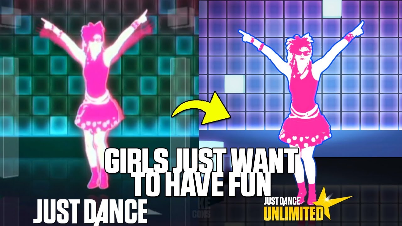 JUST DANCE COMPARISON - GIRLS JUST WANT TO HAVE FUN | JD x JDU - YouTube